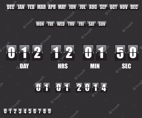 Premium Vector Countdown Timer And Date On Black Background Premium Vector Countdown Timer And Date On Black Background