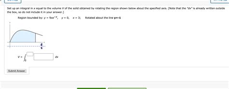 Solved Set Up An Integral In X Equal To The Volume V Of The