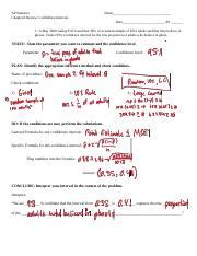 Chapter Review Docx AP Statistics Chapter Review Confidence Intervals Name Date Pd A