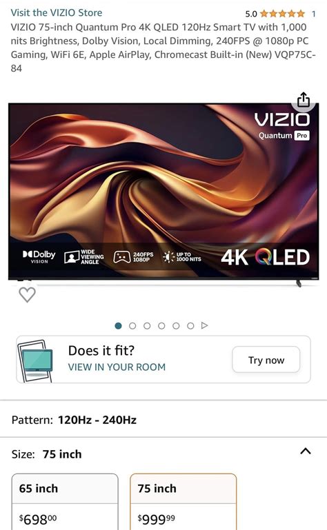 New Vizio 75 Inch Quantum Pro 4k Qled Any Opinions Rvizioofficial