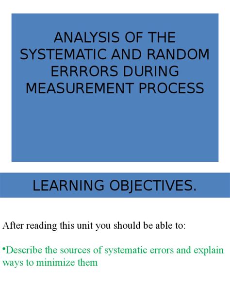 Unit 2 Analysis Of The Systematic And Random Errors Observational Error Arithmetic Mean