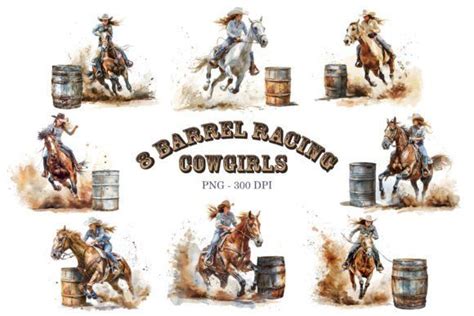 Watercolor Barrel Racing Png Cowgirls Graphic By Marie Dricot