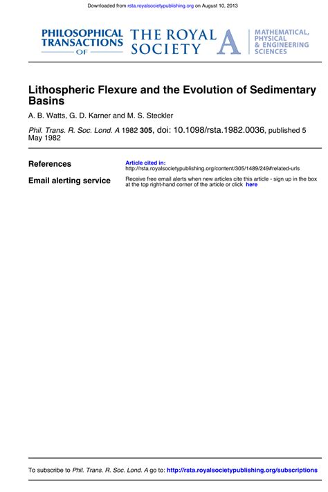 Pdf Lithospheric Flexure And The Evolution Of Sedimentary Basins