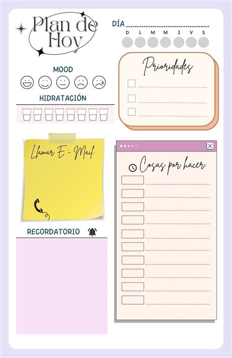 Plan Diario Plantilla Melissahego Páginas Planificador Diarios De