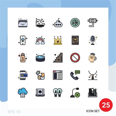 Set Of 25 Modern Ui Icons Symbols Signs For Mobile Protect Submarine Cam Dish Editable Vector