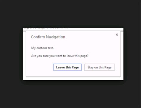 Popup How To Click On Stay On This Page Button On Confirm