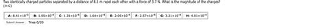 solved two identically charged particles separated by a