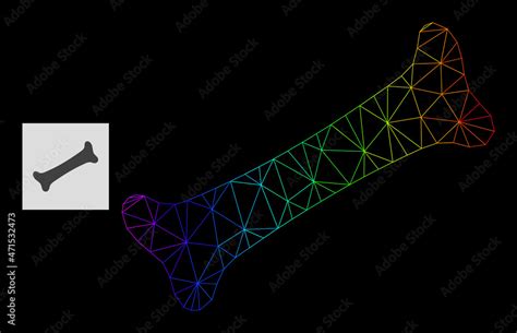 Spectral Gradient Mesh Bone Icon Geometric Carcass 2d Network Based On