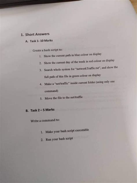 Solved 1 Short Answers A Task 1 10 Marks Create A Bash