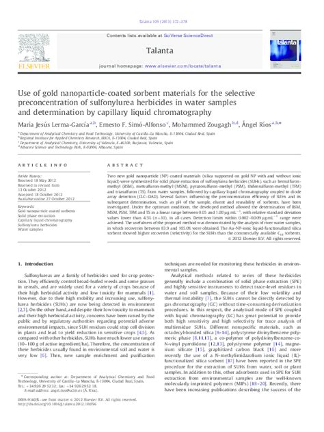 Pdf Use Of Gold Nanoparticle Coated Sorbent Materials For The