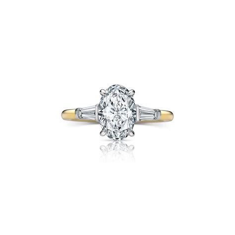 Halcyon Oval And Tapered Baguette Diamond Trilogy Ring