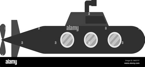 Submarine Icon Vector Black Underwater Vehicle With Periscope And Windows Submarine Icon
