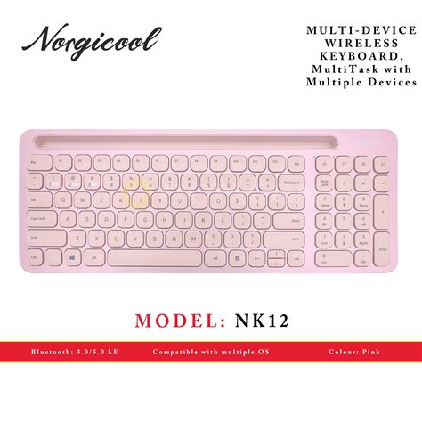 Norgicool Nk12 Pk Wl Bt Keyboard Multi Device Pink Octagon Computer Superstore