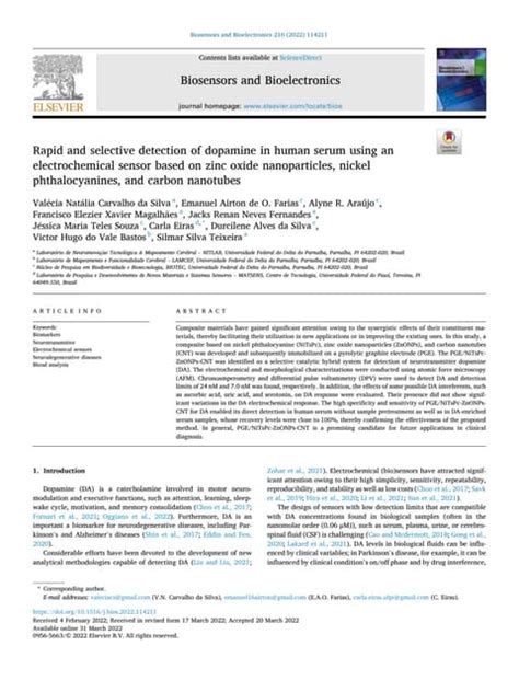 3 Rapid And Selective Detection Of Dopamine In Human Serum Using Anpdf