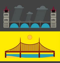 Different Types Bridges Architecture Flat Icons Vector Image