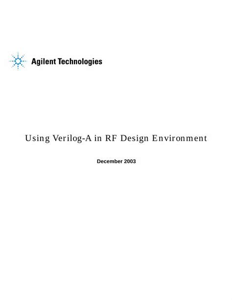 Pdf Using Verilog A In Rf Design Environmentliteraturecdnkeysight