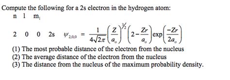 Solved Compute The Following For A 2s Electron In The