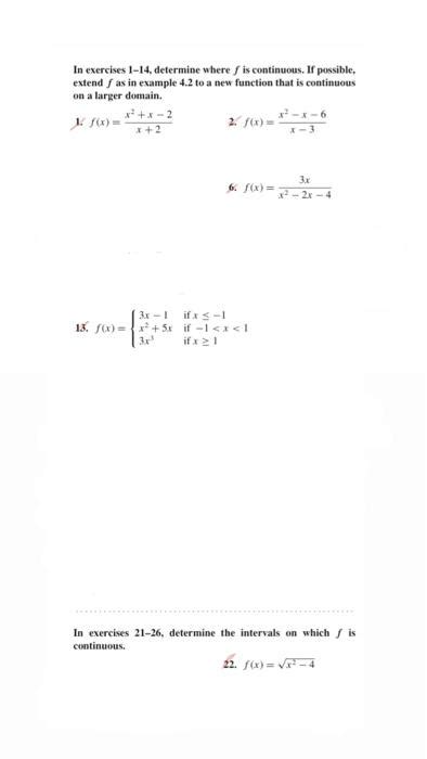 Solved In Exercises 1 14 Determine Where F Is Continuous