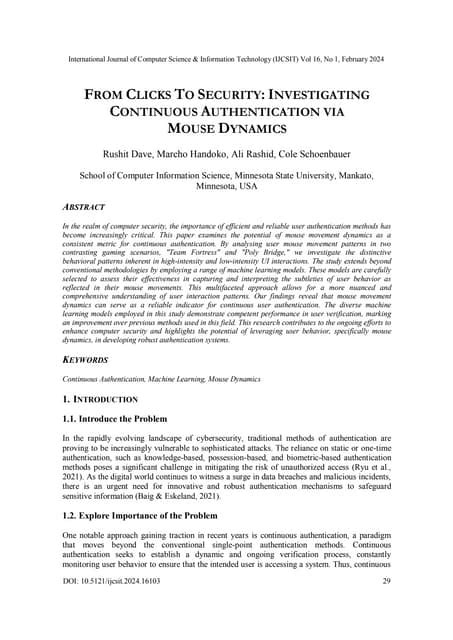 From Clicks To Security Investigating Continuous Authentication Via
