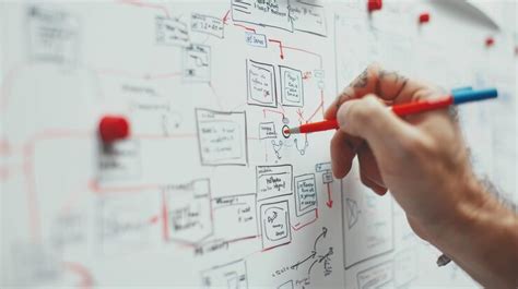 Premium Photo A Hand Sketching A Flowchart On A Whiteboard Mapping