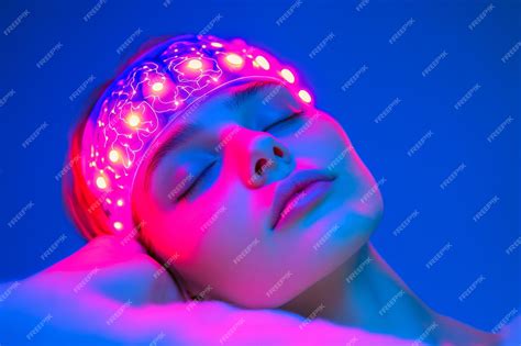 Prefrontal Cortex Knowledge Graph And Neuroimaging Woman With Led Brain Light Emitting Rays