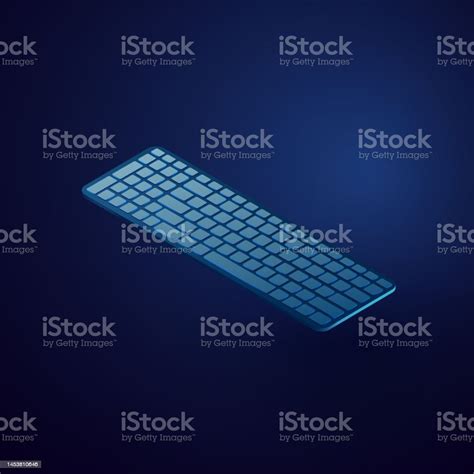 Isometric Computer Keyboard Vector Illustration Blue Background Stock