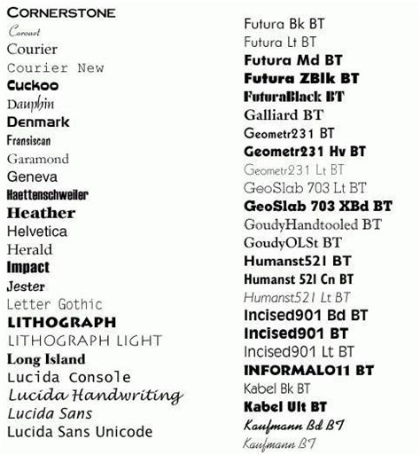 List Down At Least 25 Font Style Theme Fonts Of Microsoft Word 2016