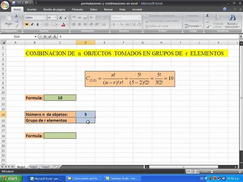 Como Calcular Combinaciones Y Permutaciones En Una Hoja De Calculo Youtube