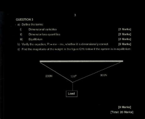 Question 3 A Define The Terms I Dimensional Variables Ii Dimen
