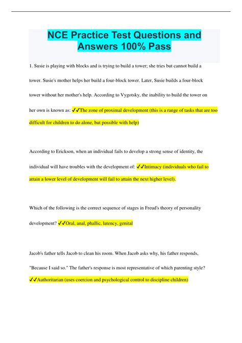 Nce Practice Test Questions And Answers 100 Pass Nce Stuvia Us