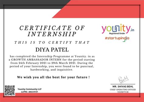 Internship Diya Patel