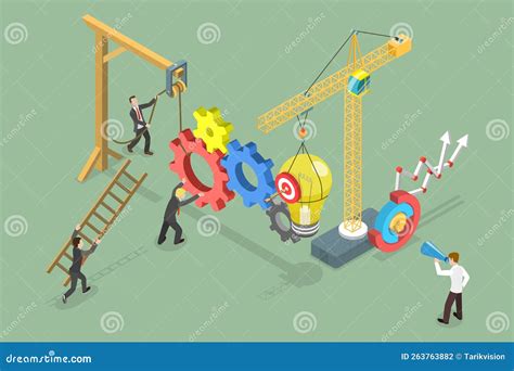 3d Isometric Flat Vector Conceptual Illustration Of Project Execution Stock Vector