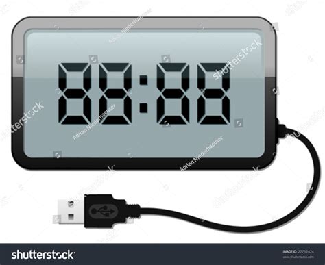 Digital Alarm Clock Usb Cable Vector Stock Vector Royalty Free Shutterstock