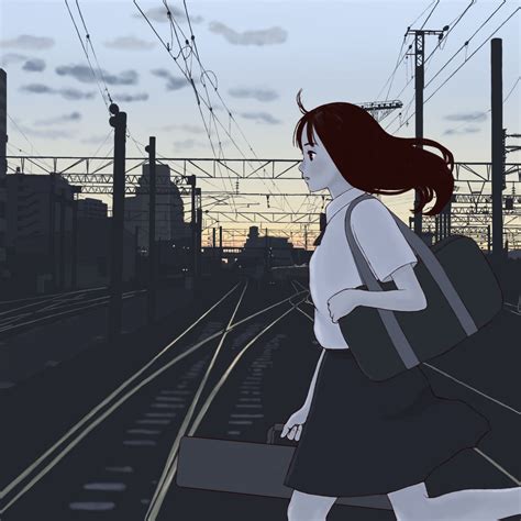 早朝の踏切 シルゥ Illustrations ART street