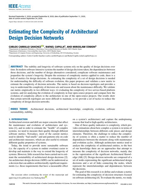 PDF Estimating The Complexity Of Architectural Design Decision Networks