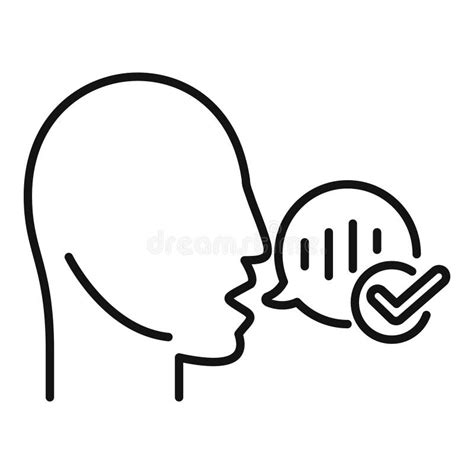 Man Speaking With Check Mark Speech Recognition Voice Control Icon Stock Illustration