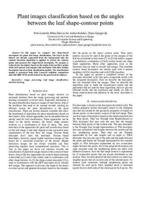 Pdf Plant Images Classification Based On The Angles Between The Leaf