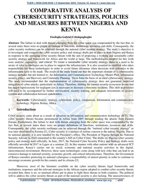 Pdf Comparative Analysis Of Cybersecurity Strategies Policies And Measures Between Nigeria