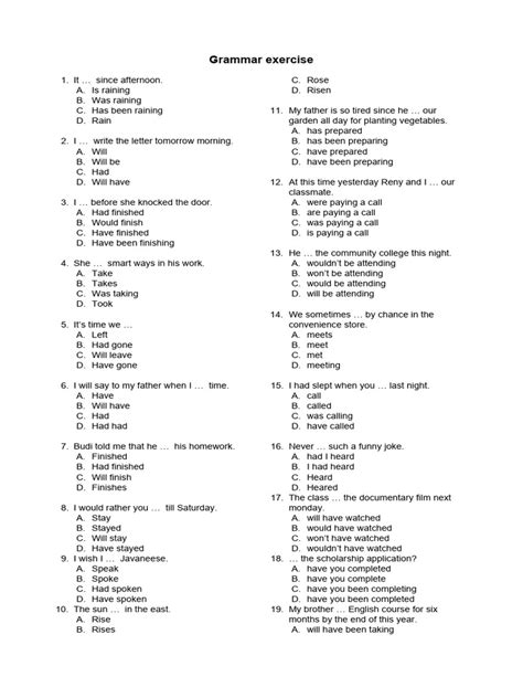 Grammar Exercise Pdf