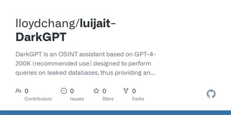 GitHub Lloydchang Luijait DarkGPT DarkGPT Is An OSINT Assistant