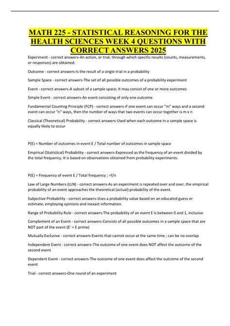 Math 225 Statistical Reasoning For The Health Sciences Week 4