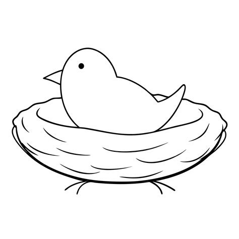 Premium Vector Black Outline Illustration Bird Nest For Coloring Page