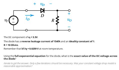Solved Using The Full Exponential Equation For The Diode
