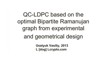 Algebraic Methods For Design Qc Ldpc Codes Ppt