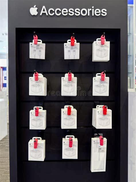 Accessories Display Featuring Chargers And Cables In Store Editorial