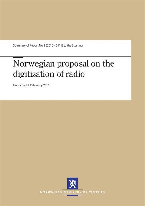 Norwegian Proposal On The Digitization Of Radio Kudos