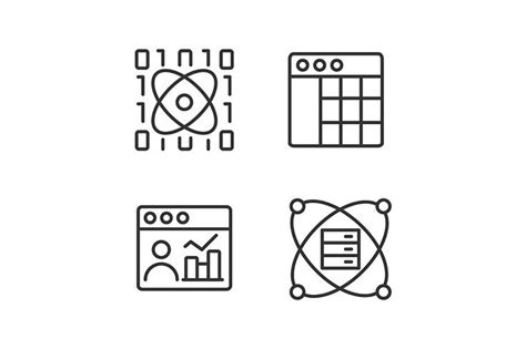 Science Data Mining Linear Icons Set