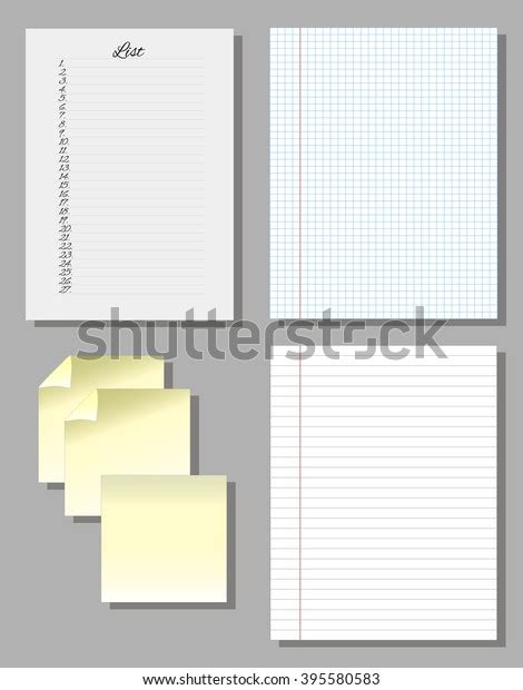 Set Sheets Different Types Paper Any Stock Vector Royalty Free 395580583