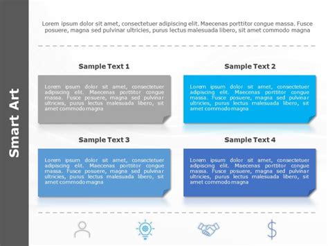 SmartArt List Text Blocks 4 Steps PowerPoint Template SlideUpLift