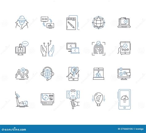 Wireless Tech Line Icons Collection Bluetooth Wi Fi Nfc Infrared G Antenna Router Vector